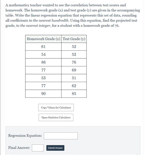 Solved A Mathematics Teacher Wanted To See The Correlation Chegg