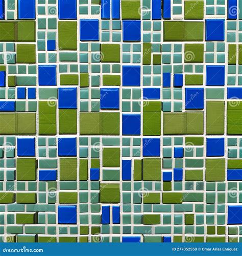 A Repeating Pattern Of Interlocking Squares In Shades Of Blue And Green