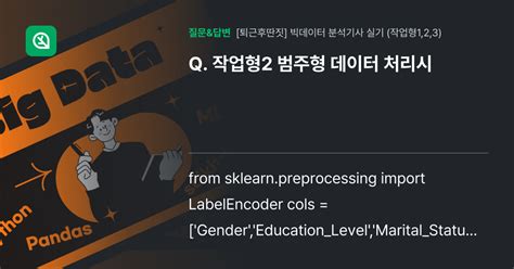 작업형2 범주형 데이터 처리시 인프런 커뮤니티 질문and답변
