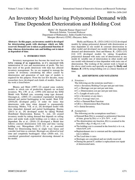 An Inventory Model Having Polynomial Demand With Time Dependent Deterioration And Holding Cost