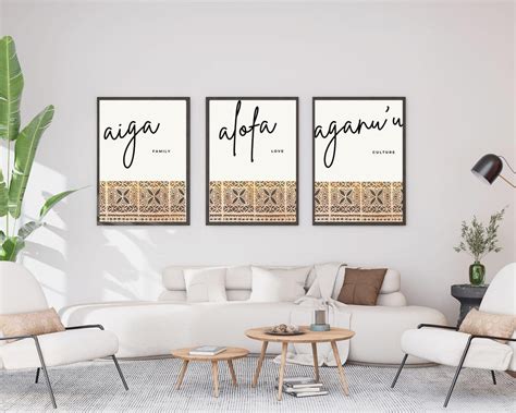 Samoan Wall Art Set Of 3 Neutral Tones Digital Download Island