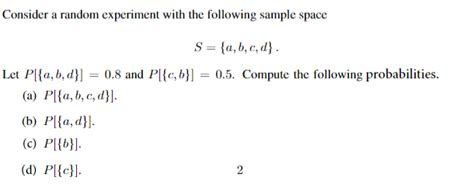 Solved Consider A Random Experiment With The Following Chegg