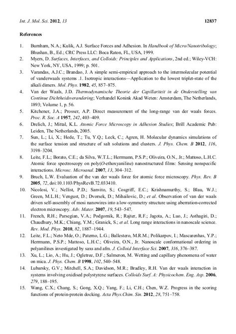 Theoretical Models For Surface Forces And Adhesion And Their Measurem…