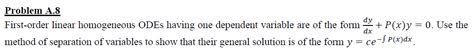 Solved Problem A 8 First Order Linear Homogeneous Odes