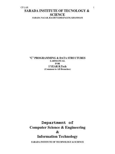 C Programming And Data Strucutres Lab Manual Pdf Matrix Mathematics C Programming Language