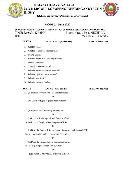 Model Cadm Qp June 2022 Lecture Notes Pt Chengalvaraya