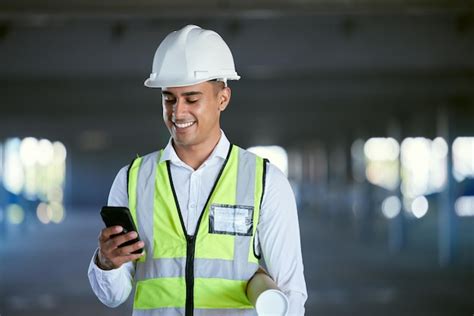 Premium Photo Architecture Phone And Happy Man With Blueprint Reading