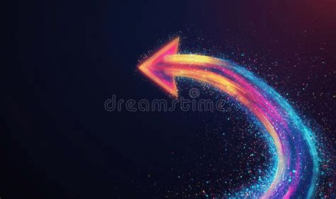 Colorful Arrow Design With Sparkling Particles Indicating Direction And