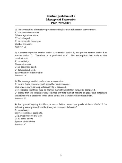 Practice Problem Set 2 With Answers Pdf Demand Elasticity Economics