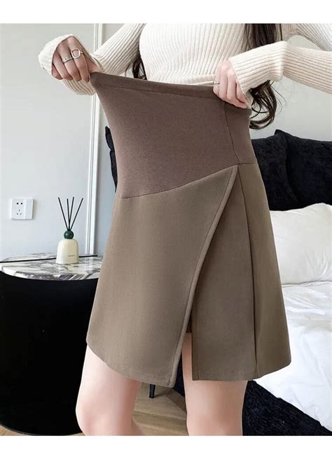 Badu Bg 2023 Зимни коремни поли за бременни жени Изкуствени две части с висока талия и странично