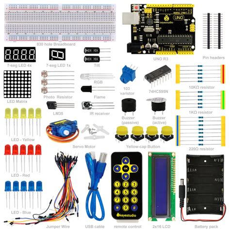Kit Básico Arduino UNO R con Proyectos KEYESTUDIO SKU R HUBOT