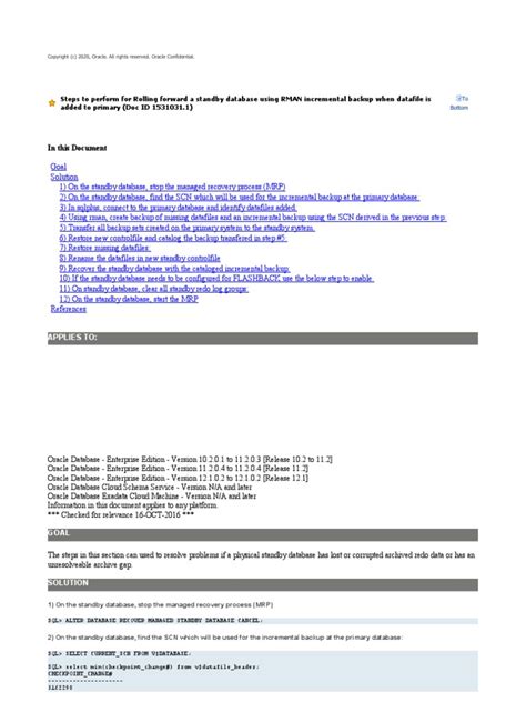 Steps To Perform For Rolling Forward A Standby Database Using Rman
