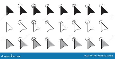 Collection Of Arrow Pointer Cursor Icon Click Or Press Cursor In Flat Design Stock