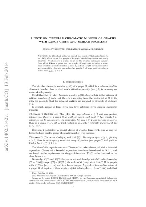 pdf a note on circular chromatic number of graphs with large girth