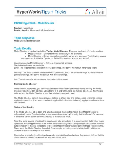 T T 1248 Hypermesh Model Checker Pdf Information Technology