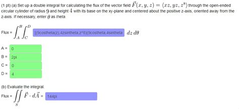 solved a set up the double integral for calculating the flux of the