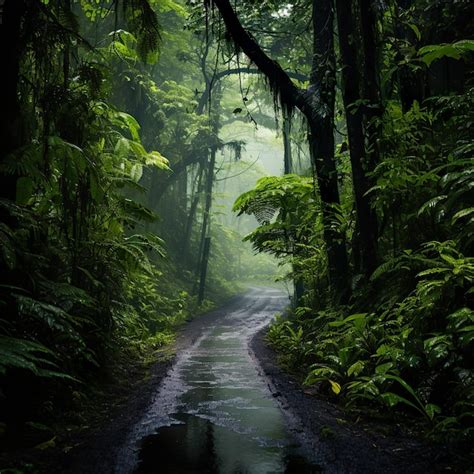 Premium Ai Image Amazon Rain Forest Deep Jungle Raining