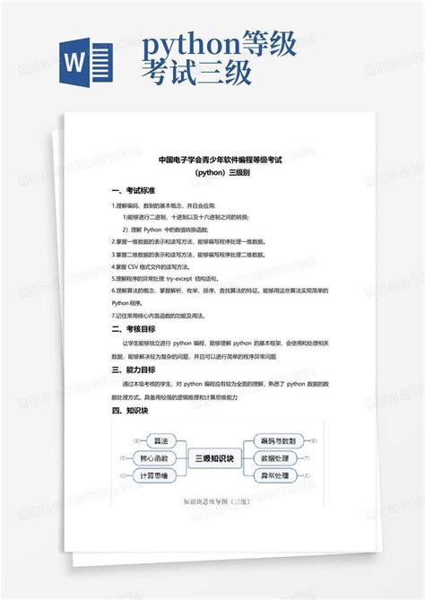 Python等级考试三级word模板下载编号qmjjwzby熊猫办公