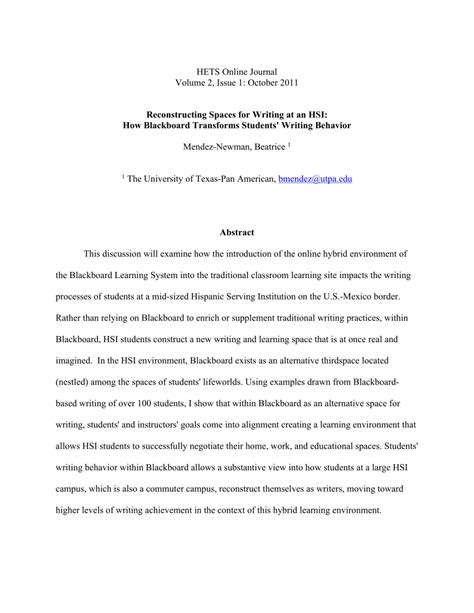 Pdf Reconstructing Spaces For Writing At An Hsi How Blackboard