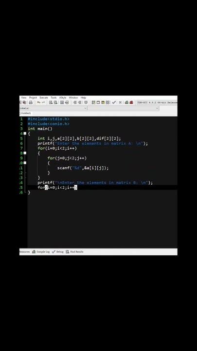 Difference Of Two Matrixesc Program Brevilearning Youtube
