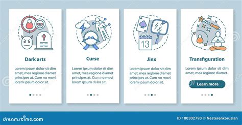 Dark Magic Onboarding Mobile App Page Screen With Linear Concepts Transfiguration Curse Jinx