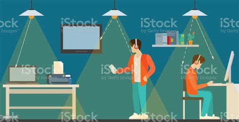 리fi 기술 광 무선 통신 인테리어 시각화 평면 스타일 개념 웹 벡터 일러스트 사무실 룸 및 Led 조명 데이터 전송 크리에이 티브 사람들이 컬렉션입니다 기업 재무와 산업에