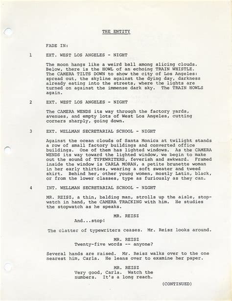 entity the 1982 revised draft script shooting schedule walterfilm