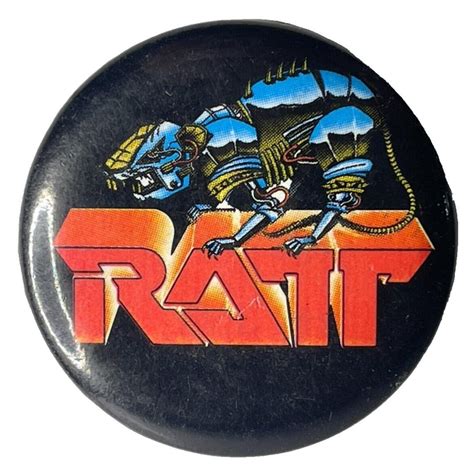 Ratt Metallic Robot Rat Vintage Pinback Button Badge 80s Hair Metal