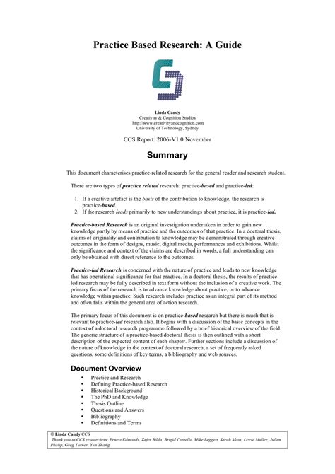 Pdf Practice Based Research A Guide