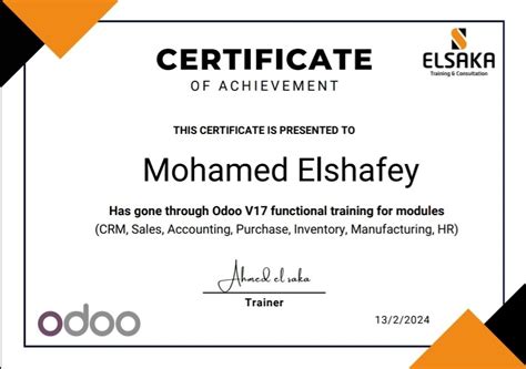 Mohamed Elshafey On Linkedin Thrilled To Announce That Ive Completed Odoo 17 Functional