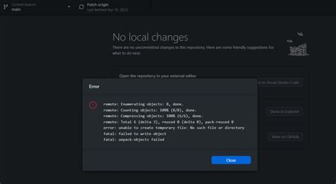 Unable To Fetch From Github And Also Unable To Save Any Files In Vs