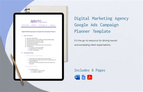 Digital Marketing Agency Google Ads Campaign Planner Template In Word PDF Google Docs