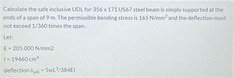 Calculate The Safe Inclusive Udl For 356×171 ﻿us67