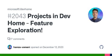 projects in dev home feature exploration · issue 2043 · microsoft devhome · github