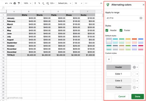 How To Format And Apply Alternating Colors In Google Sheets
