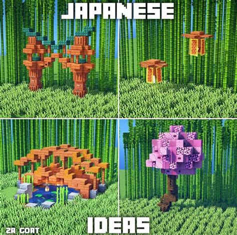 Four Different Views Of The Same Tree In Minecraft With Text Overlaying It