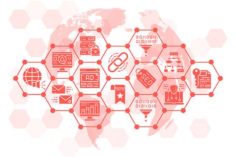 Seo 아이콘 웹 배너 책갈피 호스팅 하이퍼 링크 광고 웹 사이트 및 모바일 개발을위한 데이터 전송 프로모션 그림 개념에 대한 스톡 벡터 아트 및 기타 이미지 Istock
