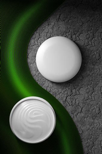 코피틱 크림 병 용기 모이스처라이저 샌드 드라이 그라운드 브랜딩 모의 천연 뷰티 제품 컨셉을 위한 블랭크 라벨 복사 공간을 참조하십시오 3d 일러스트레이션 0명에 대한 스톡