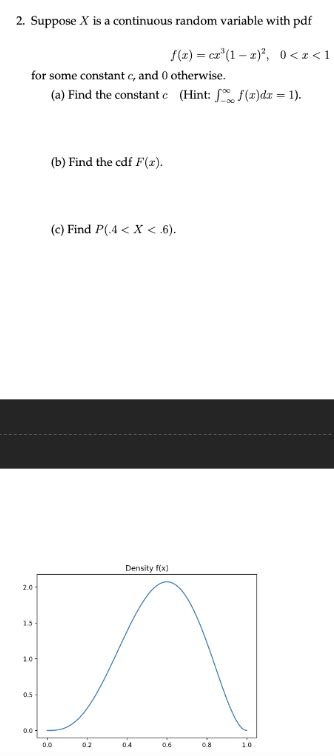 Solved Suppose x ﻿is a continuous random variable with | Chegg.com