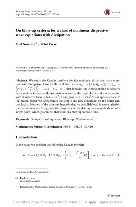 On Blow Up Criteria For A Class Of Nonlinear Dispersive Wave Equations