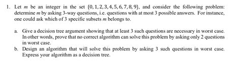 Solved Let M Be An Integer In The Set Chegg