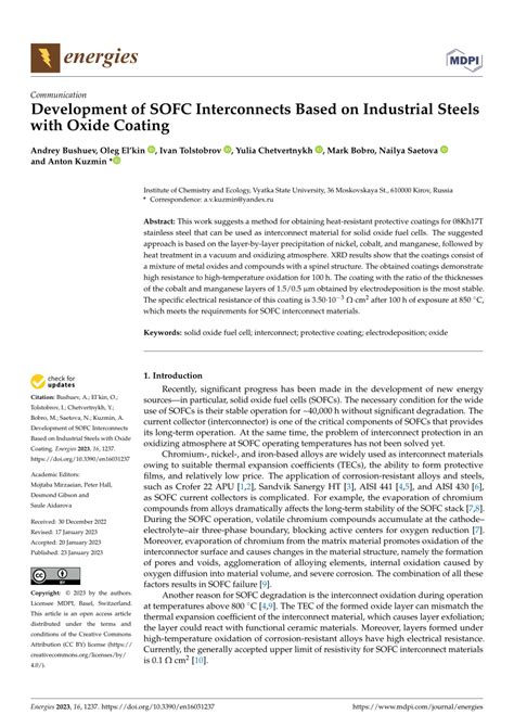 Pdf Development Of Sofc Interconnects Based On Industrial Steels With Oxide Coating