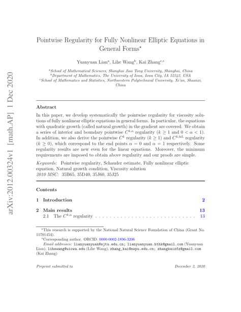 Pdf Pointwise Regularity For Fully Nonlinear Elliptic Equations In