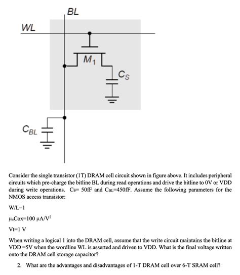 Consider The Single Transistor 1t Dram Cell Circuit Shown In Figure