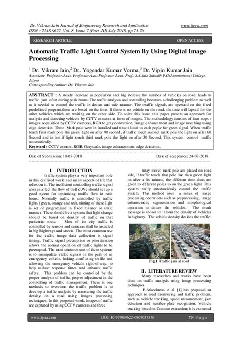 Pdf Automatic Traffic Light Control System By Using Digital Image