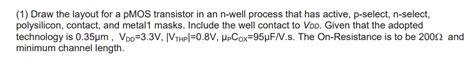 Solved Draw The Layout For A PMOS Transistor In An Chegg Com