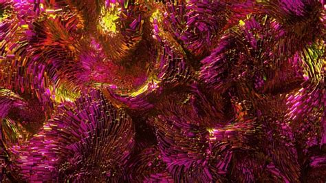 추상 예술 비디오 애니메이션의 3d 렌더링 움직이는 물체 파동 입자 빨간색과 노란색 그라데이션 색상의 액체 물질의 초현실적 인 움직임이있는 3d 배경 3차원 형태에 대한