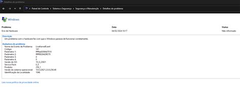 Erro de Hardware LiveKernelEvent 141 Vírus malware invasões e afins Clube do Hardware