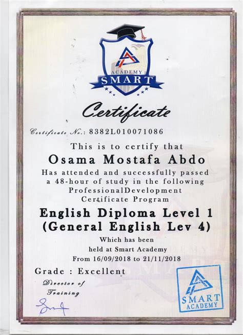 Osama Mostafa On Linkedin English Diploma Level 4