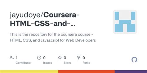 GitHub Jayudoye Coursera HTML CSS And Javascript For Web Developers This Is The Repository